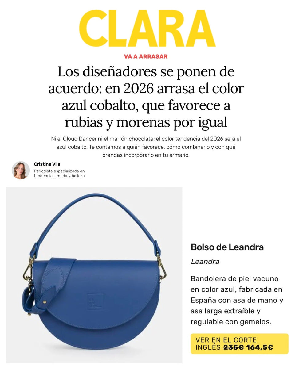 Bolso saddle azul cobalto Leandra | Tendencia 2026 en revista Clara